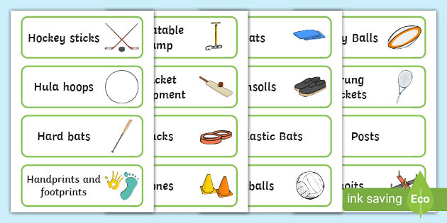 Sports Equipment Matching Cards