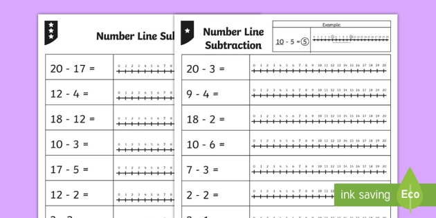 Subtraction From 20 Number Line Worksheet Math Twinkl