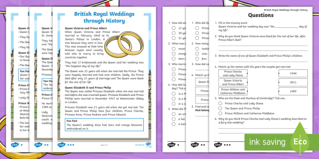 * NEW * KS1 British Royal Weddings through History