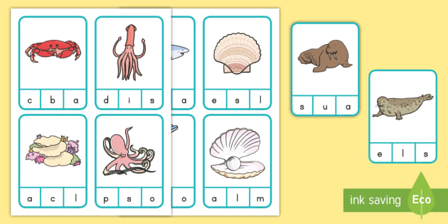 Ocean Ending Sounds Clip Card Activity (teacher made)