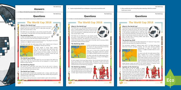 3-4 The World Cup Differentiated Reading Comprehension Activity
