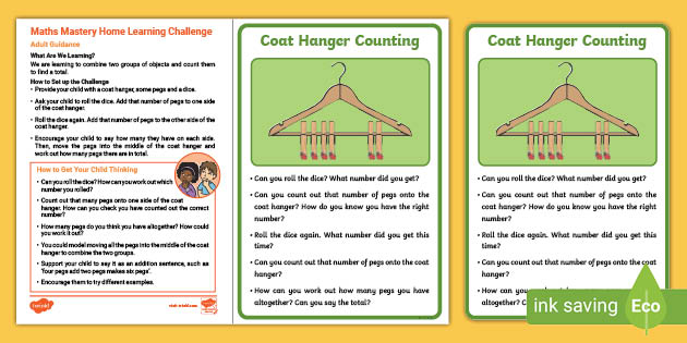 👉 Maths Mastery Combining Groups Home Learning Challenge: Coat Hanger
