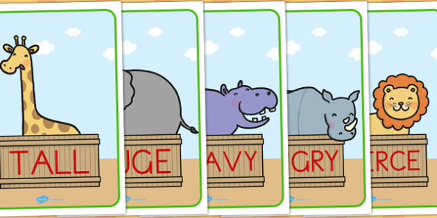 Zoo Animals Adjectives Display Posters - australia, display