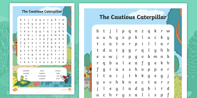 FREE! - The Cautious Caterpillar Word Search (teacher made)