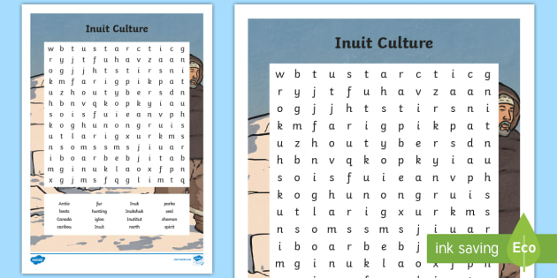 Inuit Culture Word Search (teacher made)