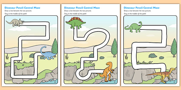 Dinosaur Pencil Control Worksheet / Activity Sheets