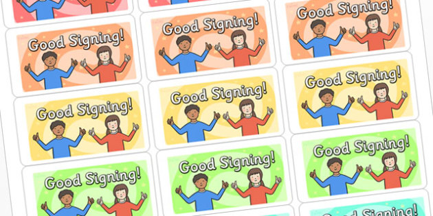 👉 Good Signing Multicolour Stickers (teacher made)