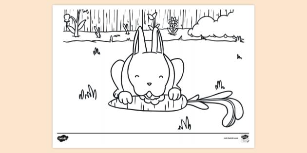 FREE! - Bunny with Carrot Colouring Page | Colouring Sheets