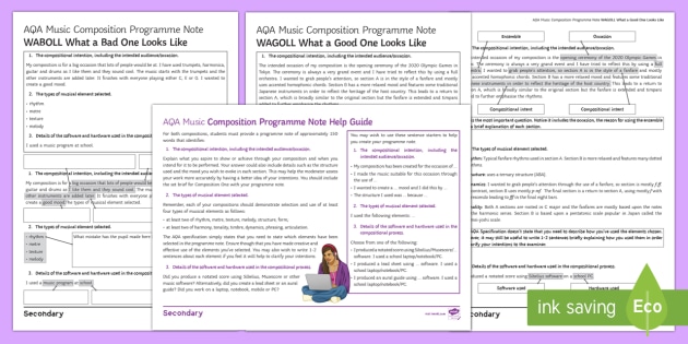 AQA GCSE Music Program Note Activity Pack (Teacher-Made)