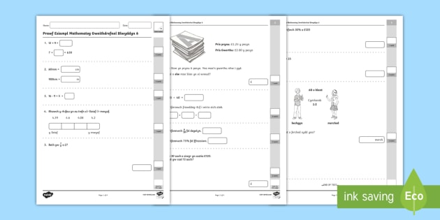 Prawf Ymarfer Gweithdrefnol Mathemateg Blwyddyn 6 Llyfryn