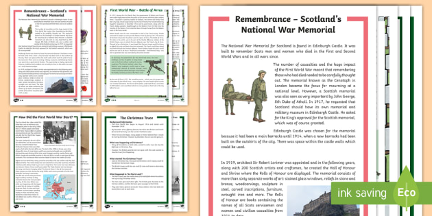 First World War Differentiated Reading Comprehension Resource Pack