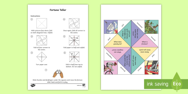 Forces Fortune Teller Template (teacher made)
