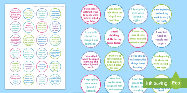 NI Thinking Skills and Personal Capabilities Self Management Stickers