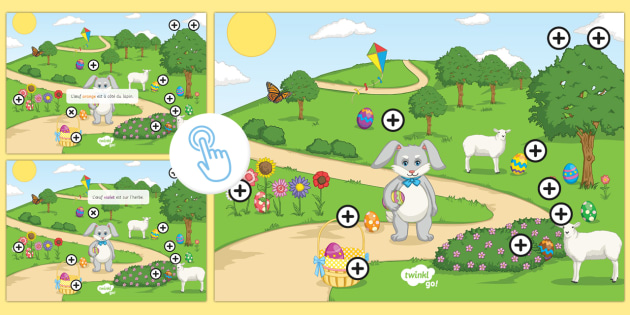 Easter Egg Prepositions Picture Hotspots French