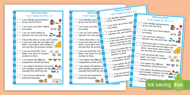 👉 'I Can' Bookmarks Support White Rose Maths It's Me 1, 2, 3