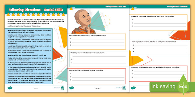 Following Directions - Social Skills