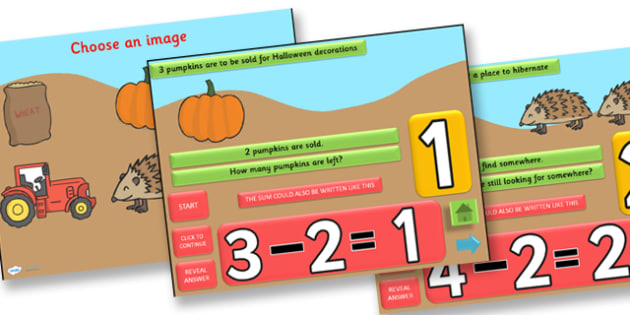 Autumn Themed Subtraction PowerPoint