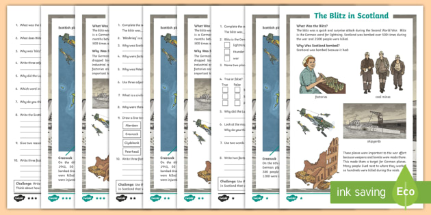 The Blitz in Scotland Differentiated Reading Comprehension Activity