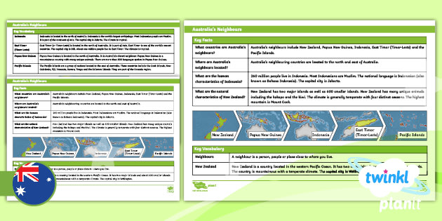 Year 3 HASS Geography Australia's Neighbours Knowledge Organiser