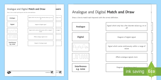 Analogue and Digital Signals Match and Draw (teacher made)