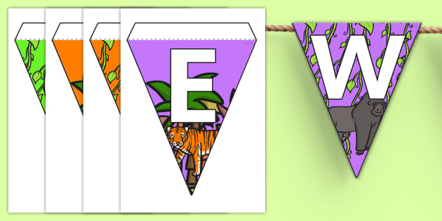 👉 Welcome to Our Class Bunting Jungle Themed