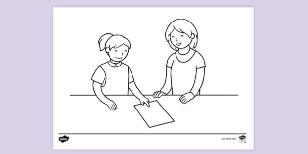 FREE! - child being supported in class colouring sheet | Colouring