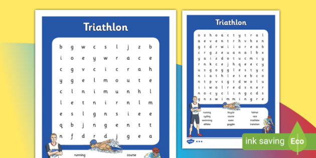 Triathlon Word Search (teacher made)