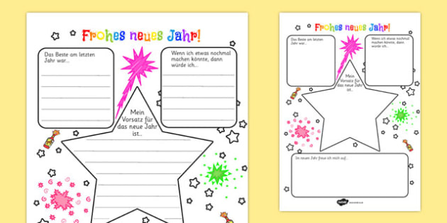 Frohes neues Jahr New Years Resolution Writing Frame German