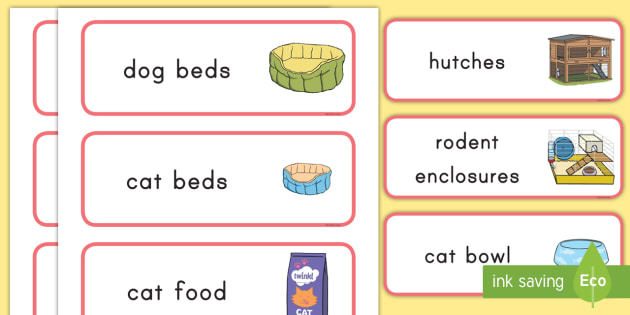 Pet Shop Labels (teacher made)