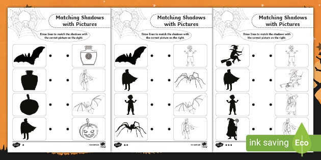 Halloween Shadow Matching Worksheet