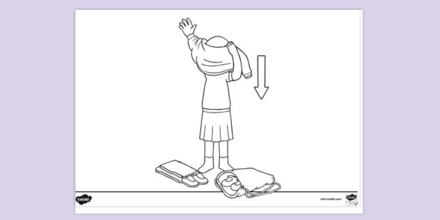 FREE! - Girl Changing Back Into School Uniform Colouring Sheet