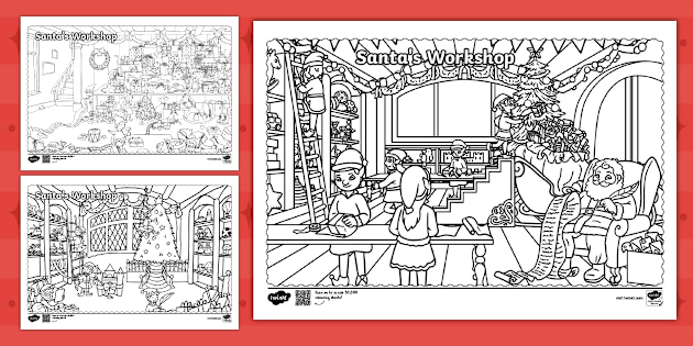 santa's workshop coloring pages