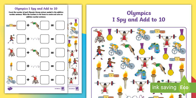 👉 Olympics I Spy and Add to 10 (teacher made)