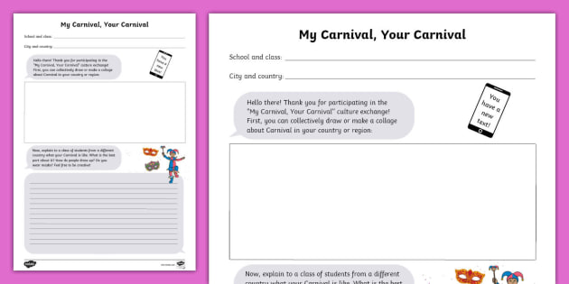 Activity Sheet: My Carnival, Your Carnival (teacher made)