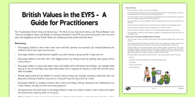 British Values | Guidance for Early Years Practitioners
