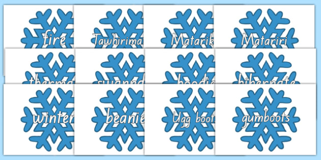 Winter Words on Snowflakes (teacher made)