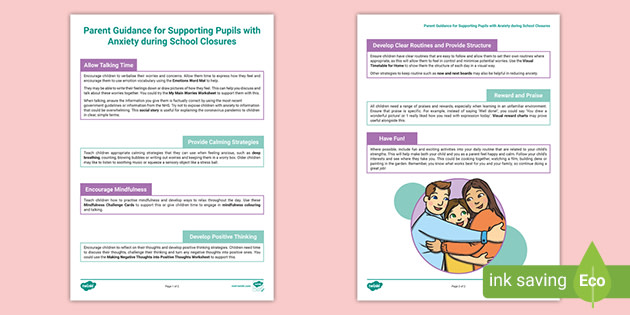 Parent Guidance for Supporting Pupils with Anxiety during School Closures
