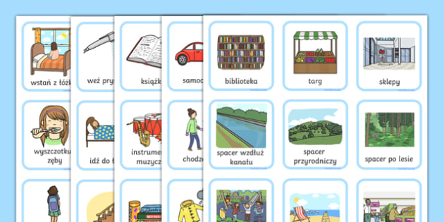 Daily Routine Visual Timetable for Girls Polish