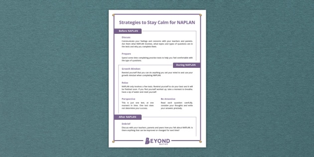 Staying Calm During NAPLAN Display Poster - Beyond Maths