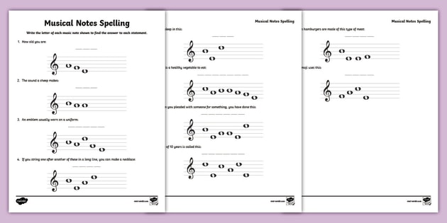Musical Notes Spelling Activity (teacher made)