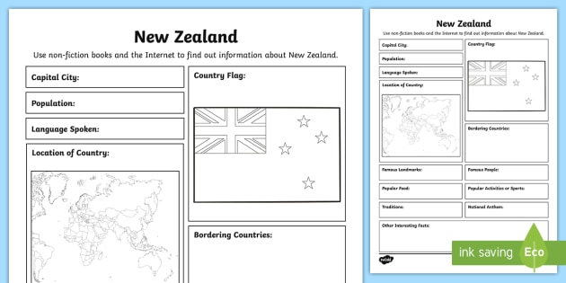 New Zealand Fact File Writing Template (teacher made)New Zealand Fact File