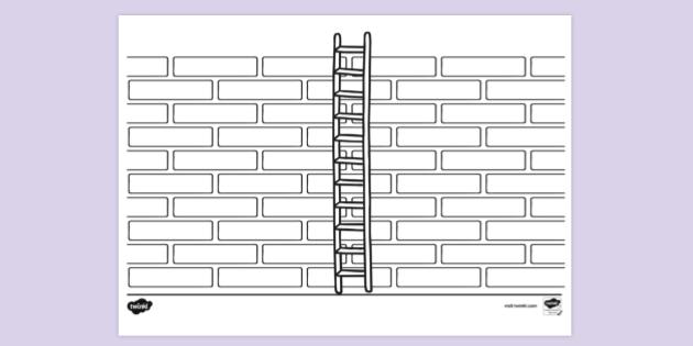 FREE! - Ladder Leaning Against Wall Colouring Sheet