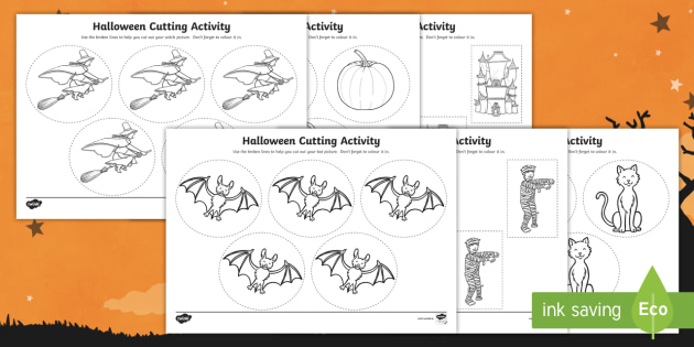 Halloween Cutting Worksheet / Worksheet-Irish (teacher made)