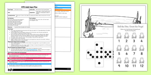 Roll the Dice Frog Counting Game EYFS Adult Input Plan and Resource Pack