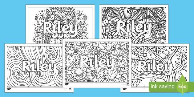 Riley Mindfulness Name Colouring Activity