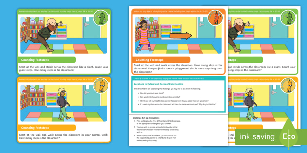 EYFS Maths Counting Chilli Challenges: Counting Footsteps
