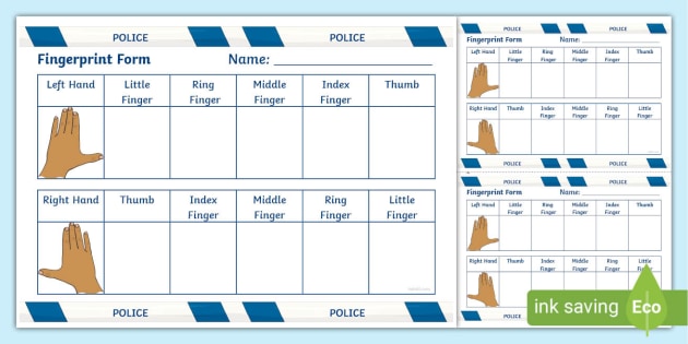 Police Role Play Fingerprint Form teacher Made 
