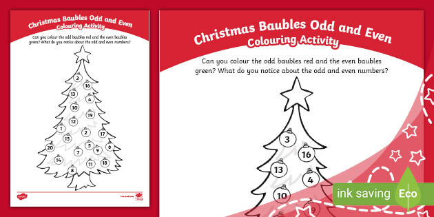 👉 * NEW * Christmas Baubles Odd and Even Colouring Activity