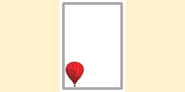 Simple Blank Hot Air Balloon Border | Page Borders | Twinkl