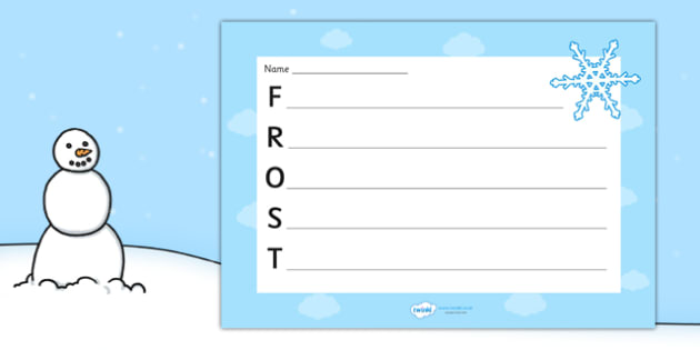 Frost Acrostic Poem Template (teacher made)
